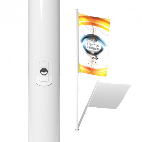 Mât Cylindrique aluminium laqué blanc antivol